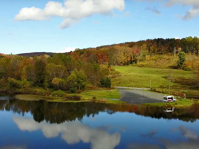 Baker Pond stretches out like nature's own infinity pool, where the sky meets water and stress goes to die.