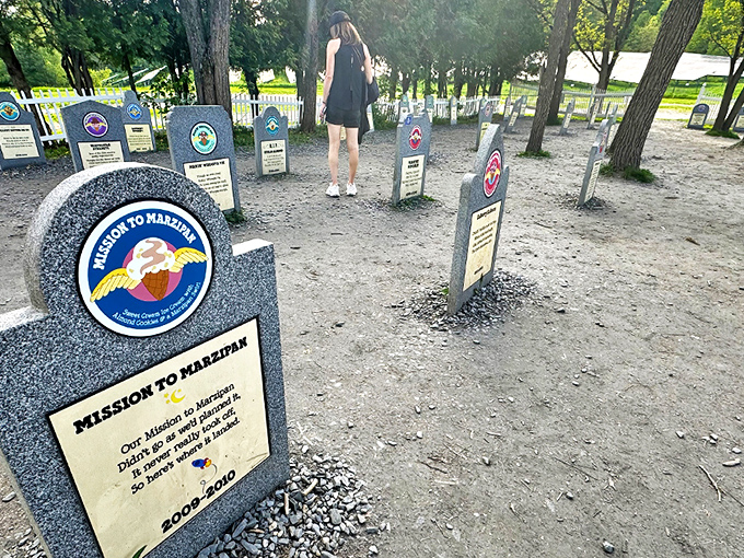 The final resting place for discontinued flavors, where ice cream dreams come to die with witty epitaphs and granite-like markers.