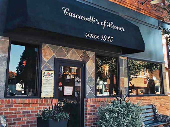 The iconic green awning of Cascarelli's has welcomed hungry visitors since 1935, standing as a beacon of culinary tradition in downtown Homer.