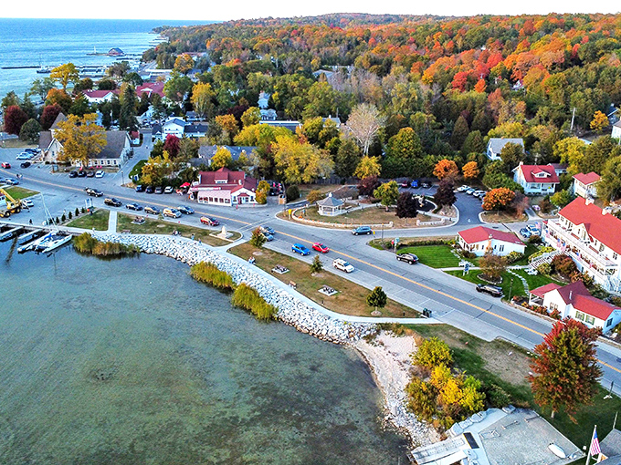 Ephraim's waterfront paradise: Where Eagle Harbor meets autumn splendor in a symphony of colors that would make Mother Nature blush.