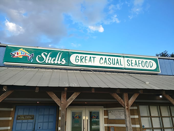 The unassuming green sign promises "GREAT CASUAL SEAFOOD" &ndash; perhaps the most honest advertising in Florida's restaurant scene.