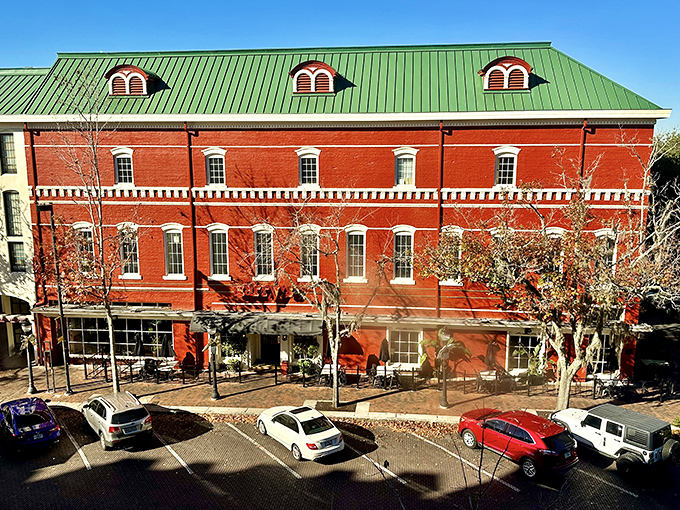 Harry's iconic red brick exterior stands proudly on the corner, a slice of New Orleans architecture that promises culinary adventures within.
