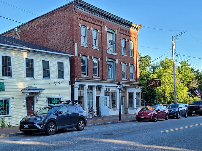 Historic charm meets culinary magic at Lucky Garden's brick exterior, where Hallowell's most delicious secrets await hungry visitors.