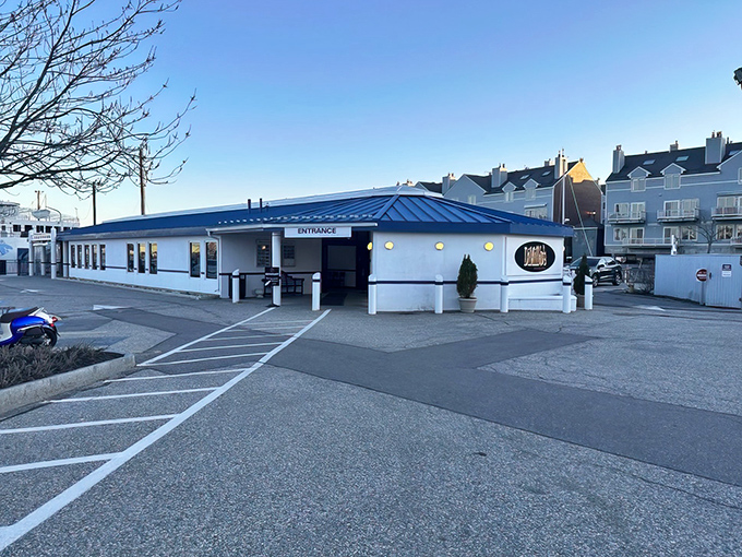 DiMillo's exterior welcomes hungry visitors to Portland's waterfront, where a converted ferry promises seafood treasures that have locals returning week after week.