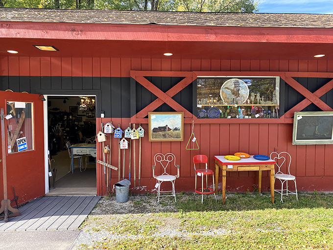 The unassuming red barn exterior hides a wonderland of vintage treasures &ndash; like finding Narnia in rural Vermont.