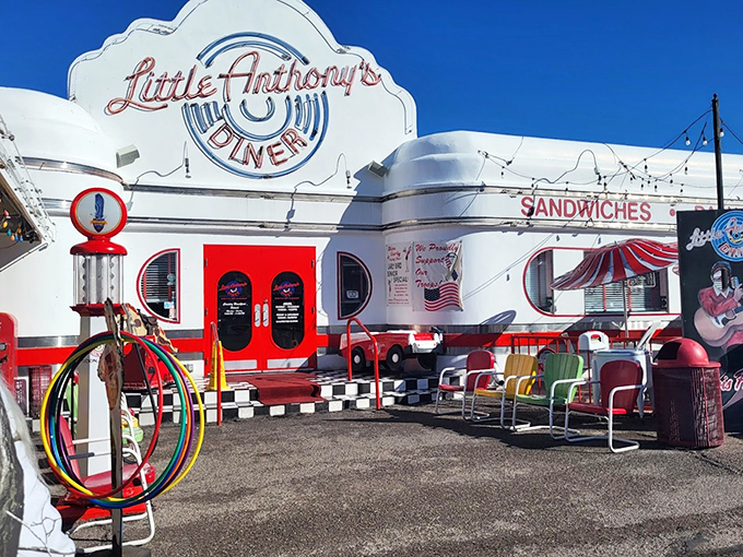 Welcome to the land that time forgot—and good taste remembered! Little Anthony's Diner is a chrome-plated paradise where the 1950s never ended.