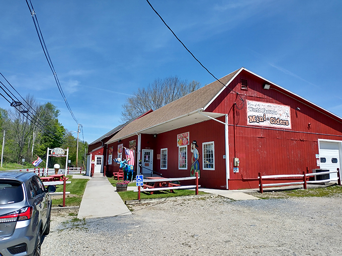 Like a Norman Rockwell painting come to life, this classic red barn beckons with promises of homestyle treats and Vermont charm.