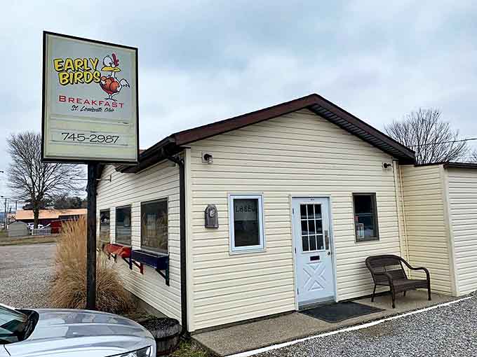 Modest cream siding and a cheerful sign promise breakfast magic at Early Birds &ndash; the kind of place locals try to keep secret from out-of-towners.