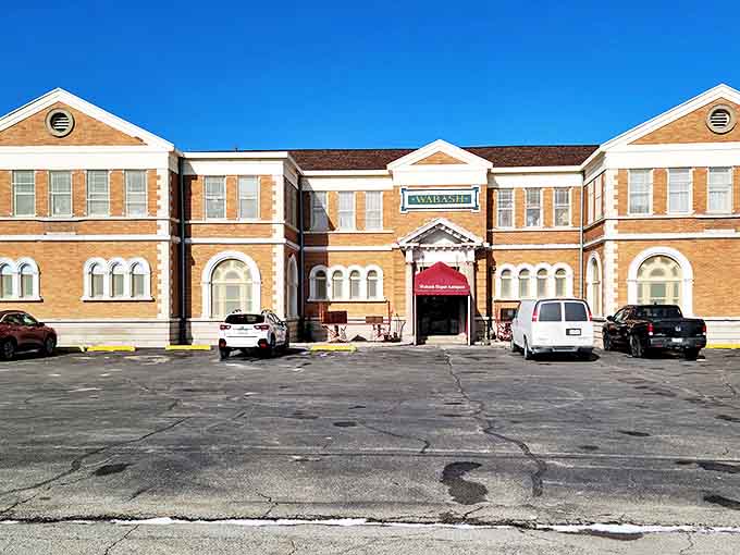 The stately brick facade of Wabash Depot stands like a time portal disguised as architecture, promising treasures within its historic walls.