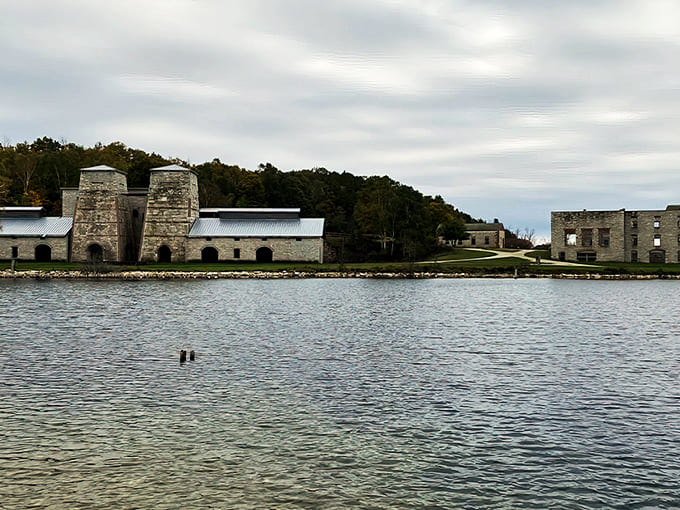 Fayette Historic State Park: Where limestone meets water, these imposing structures once transformed raw materials into industrial gold, now standing as silent sentinels of progress past.