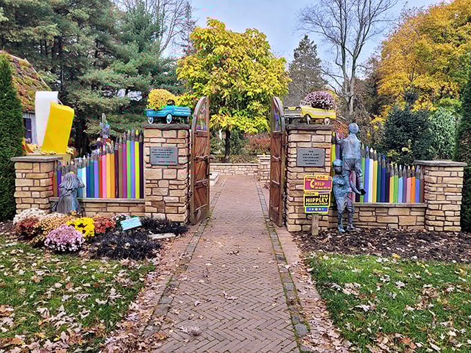 The entrance to Hippley Gardens isn't just an invitation &ndash; it's a colorful declaration that adulthood is temporarily suspended!
