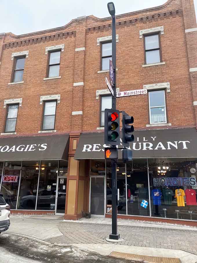 The brick facade and vintage signage of Hoagie's prove that the best restaurants don't need flashy exteriors to draw a crowd.