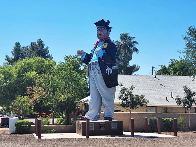 Standing tall and proud, Hobo Joe greets Buckeye with a grin wider than the Arizona sky. This 25-foot charmer could give the Statue of Liberty a run for her money!