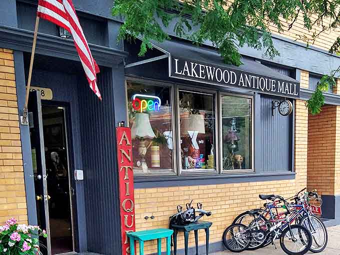 The unassuming storefront of Lakewood Antique Mall belies the treasure trove within &ndash; like finding a portal to the past nestled between ordinary brick buildings.