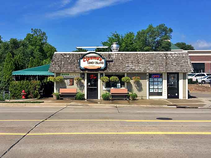 Exterior: A humble shrine to hot dog perfection, Lipuma's modest shingled exterior belies the culinary magic happening inside this Rochester institution.