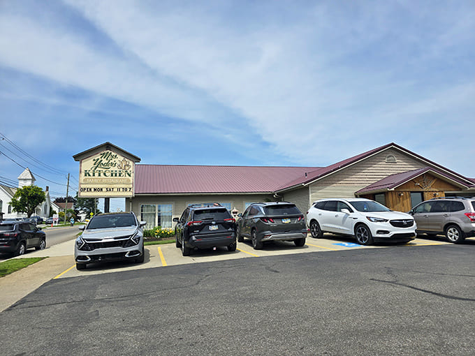 Mrs. Yoder's Kitchen welcomes hungry travelers with its modest exterior and promise of home-cooked goodness inside.