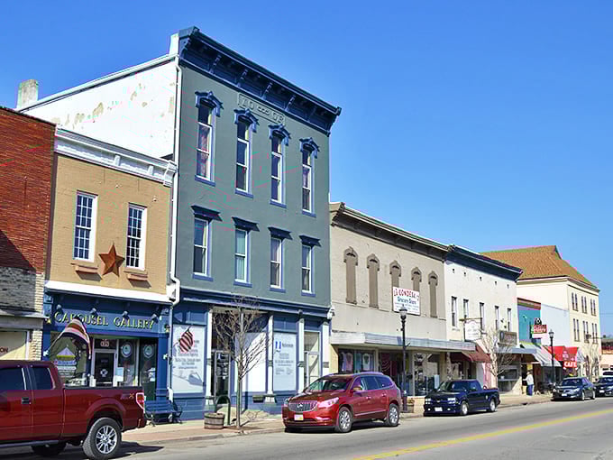 New Carlisle's historic Main Street whispers stories of yesteryear through its well-preserved brick buildings and charming storefronts.