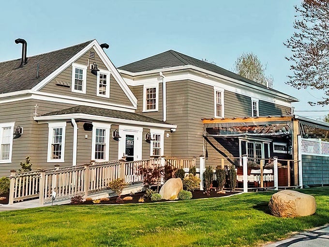 A charming New England exterior houses culinary treasures within &ndash; like finding a pearl in Maine's coastal landscape.