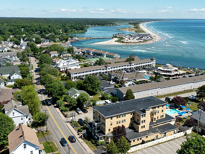 A bird's-eye view of paradise where the Ogunquit River meets the Atlantic, creating a natural masterpiece of beaches, coves, and coastal charm.