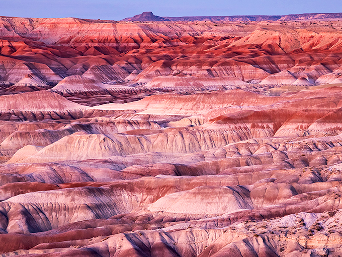 Nature's own Rothko: layers of red, pink, and purple stretch as far as the eye can see. Who knew erosion could be so artistically inclined?