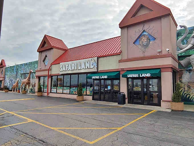 Safari Land's distinctive exterior welcomes adventure-seekers with its vibrant jungle theme and iconic animal imagery &ndash; a suburban oasis of fun hiding in plain sight.