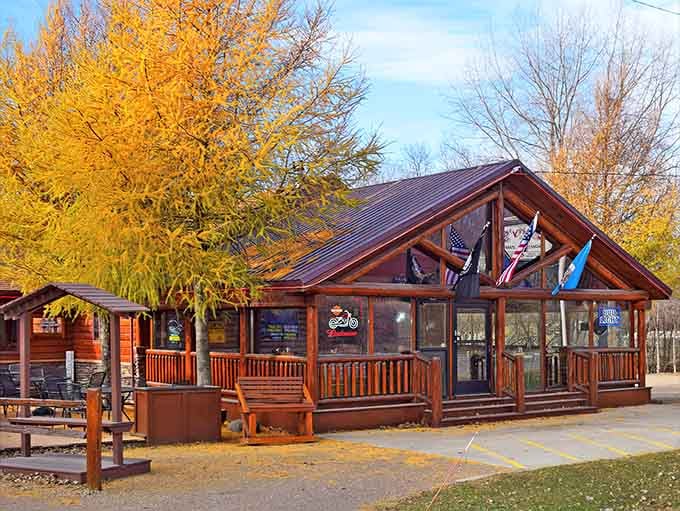 That log cabin exterior isn't just for show; it's a promise of the warm, welcoming experience waiting inside this Montevideo gem.