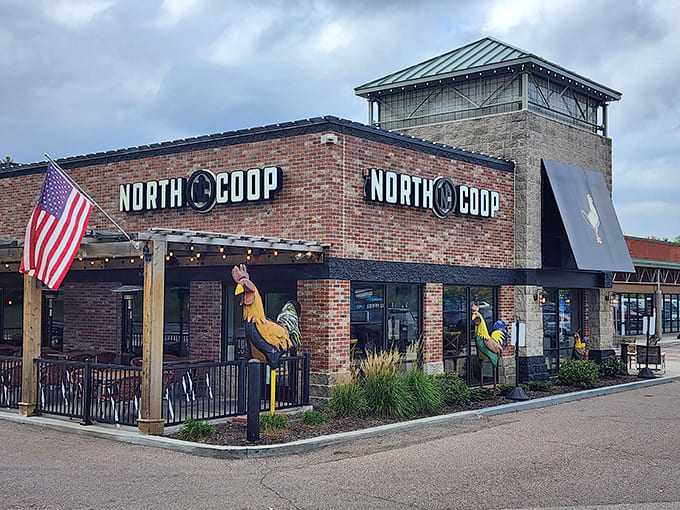 That rooster knows what's up: this is where serious Southern cooking happens in Minnesota's lake country.