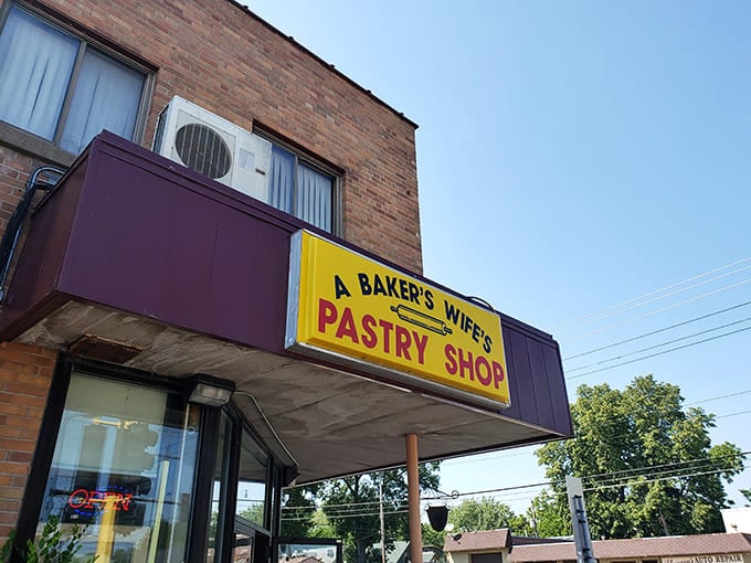 That cheerful yellow sign isn't just decoration, it's a beacon of hope for anyone craving seriously good baked goods in Minneapolis.
