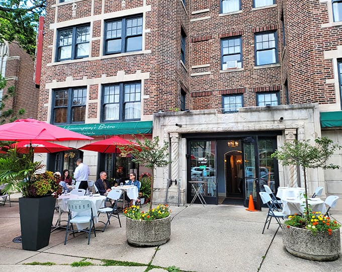 The charming brick exterior of Hemmingway's Bistro beckons diners into a world where French cuisine meets Midwestern hospitality in perfect harmony.