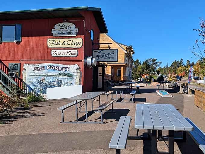 The red barn-style building houses a seafood lover's paradise where Lake Superior views come standard with every order.