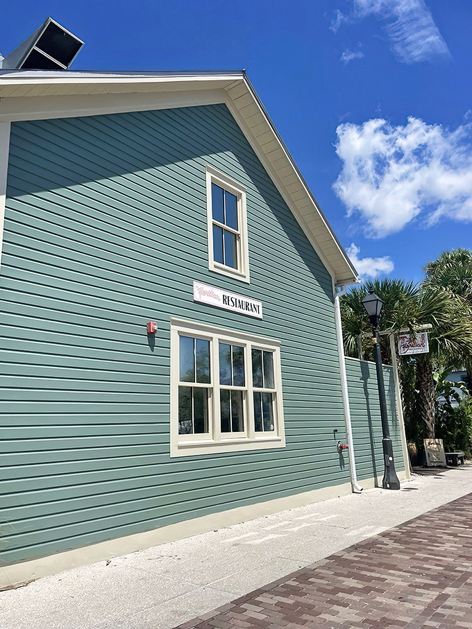 The Floridian Restaurant: A seafoam-green treasure in historic St. Augustine, where culinary magic happens behind that unassuming facade.