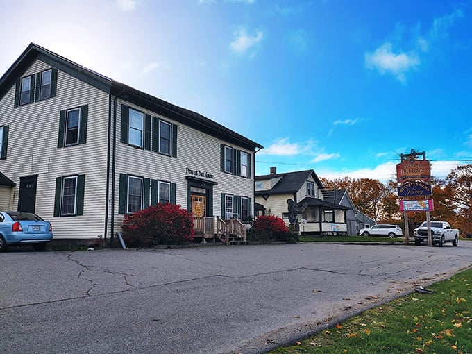 Perry's Nut House stands ready to welcome travelers with that classic New England charm and a promise of sweet adventures inside.