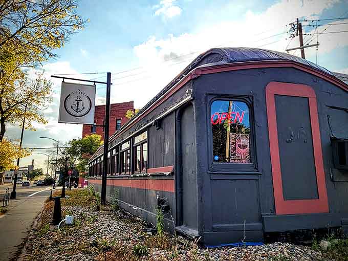 That's not a regular building, that's a ramen sanctuary disguised as a train car, proving the best meals often hide in the most unexpected places.
