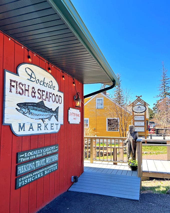 That cheerful red building isn't just catching your eye, it's promising the kind of seafood that'll make you forget you're hundreds of miles from any ocean.