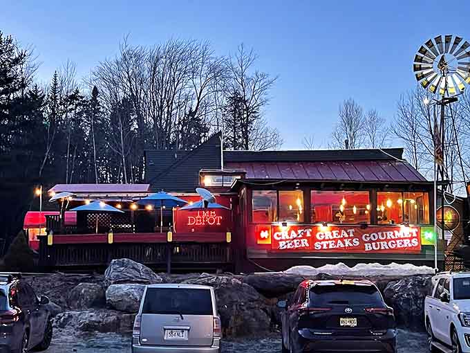 The red caboose exterior promises adventure inside, like a train that decided to settle down and serve incredible food instead.