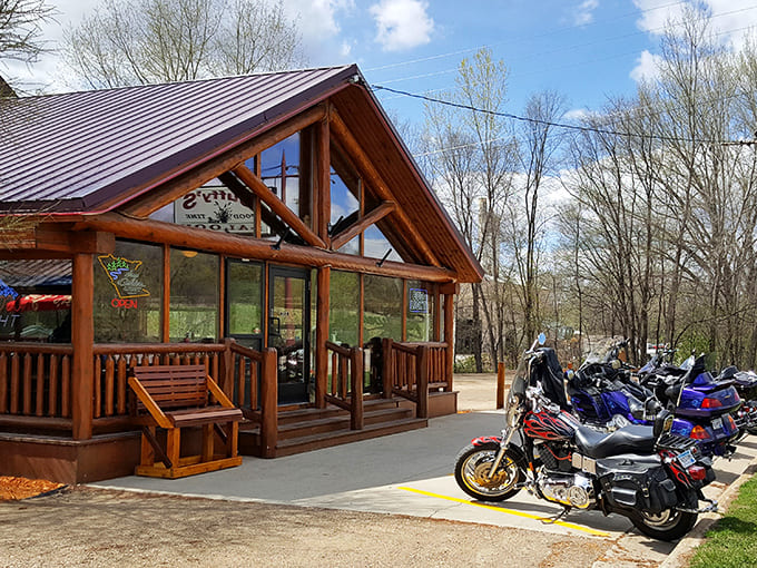 The rustic exterior welcomes road-trippers and locals alike, promising good times and even better ribs inside.