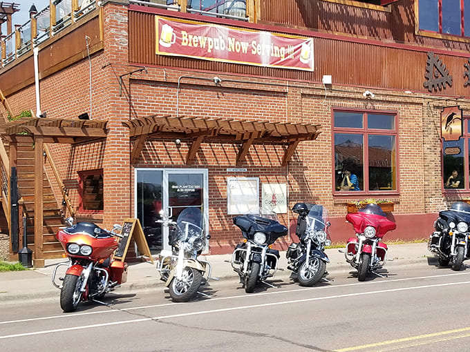 Motorcycles line up outside this charming brick building like they know something you don't about what's waiting inside.