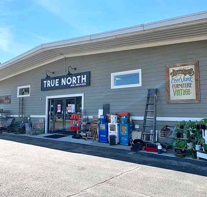 The unassuming gray facade of True North belies the wonderland of vintage treasures waiting inside this Morris, Illinois gem.