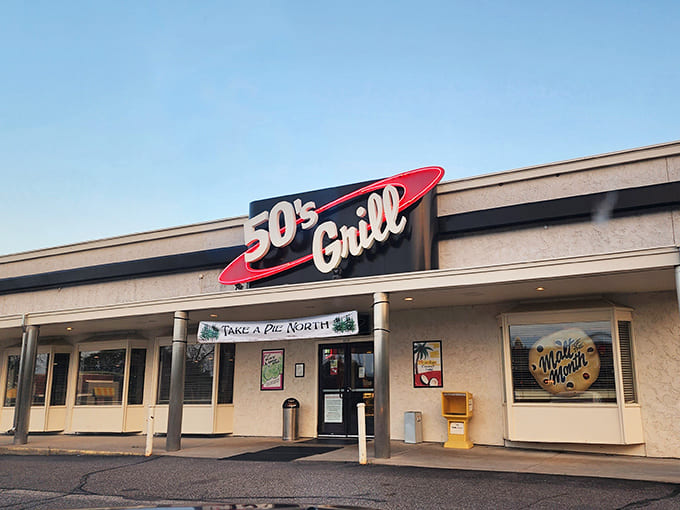 That retro signage isn't just for show&mdash;it's a promise of the authentic diner experience waiting inside those doors.