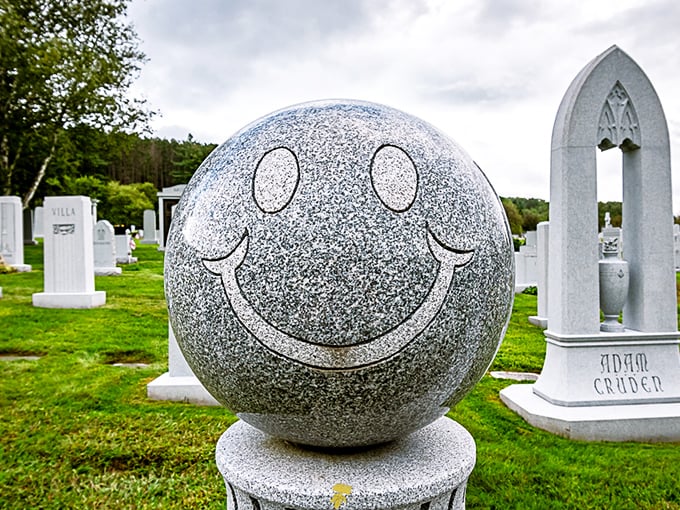 A giant granite smiley face greets visitors at Hope Cemetery &ndash; proof that the afterlife doesn't have to be so serious after all.