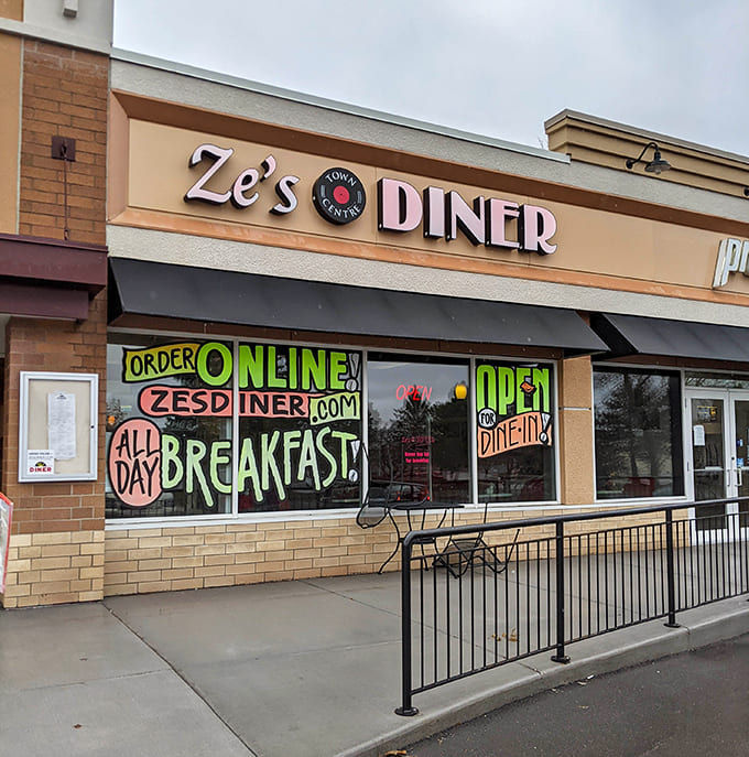 That vintage signage and those hand-painted window announcements promise all-day breakfast, and trust us, they deliver on that promise spectacularly.