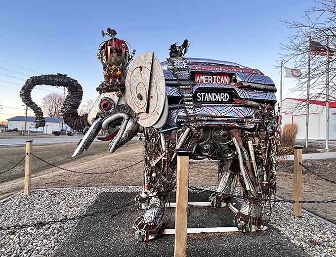 Behold the Crazy Presidential Elephant in all its metallic glory, proving that royalty comes in many forms, including welded steel and automotive parts.