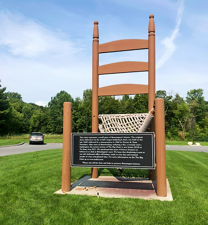 World's Tallest Ladderback Chair: Towering at 19 feet, this wooden giant makes regular chairs look like dollhouse furniture. Vermont's quirkiest landmark demands attention!