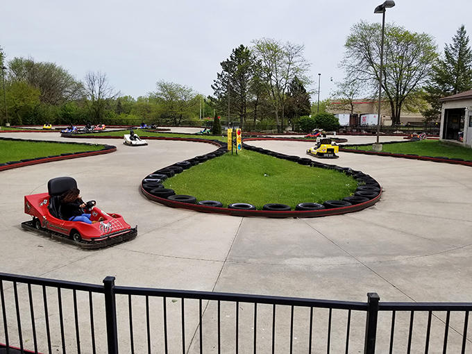 Speed demons take the curve at Hollywood Park's electric go-kart track, where family rivalries are born and bragging rights are earned.