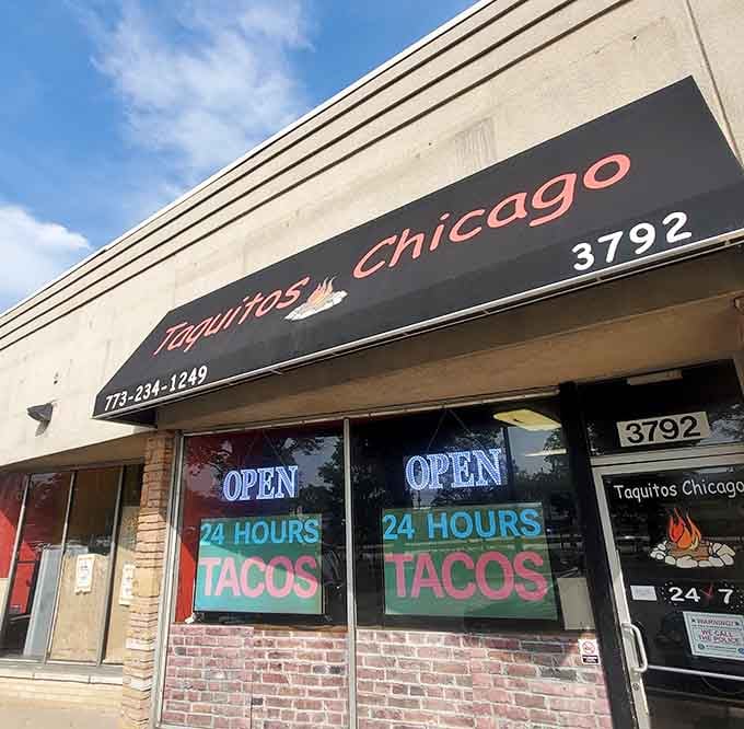 The unassuming storefront that hides some of the Midwest's best skirt steak behind those neon-lit windows.