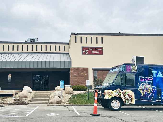 The unassuming exterior hides a medieval wonderland inside, like Clark Kent's phone booth but for beer lovers.