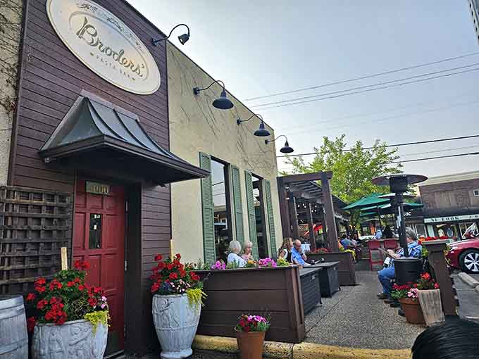 That charming exterior with the red door isn't trying too hard, just like the best neighborhood spots that know their worth.
