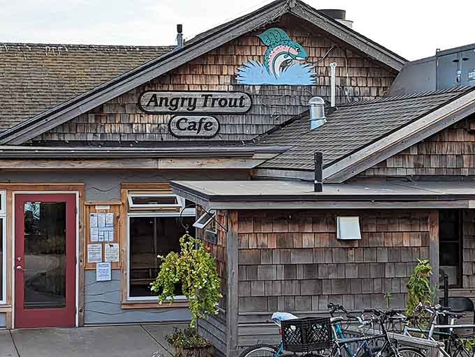 That weathered shingle exterior and cheerful sign promise the kind of authentic waterfront dining experience that can't be replicated in a strip mall.