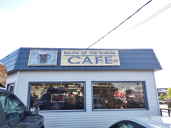 That "South of the Border Cafe" sign isn't lying: this humble Grand Marais spot serves breakfast worth crossing any border for.