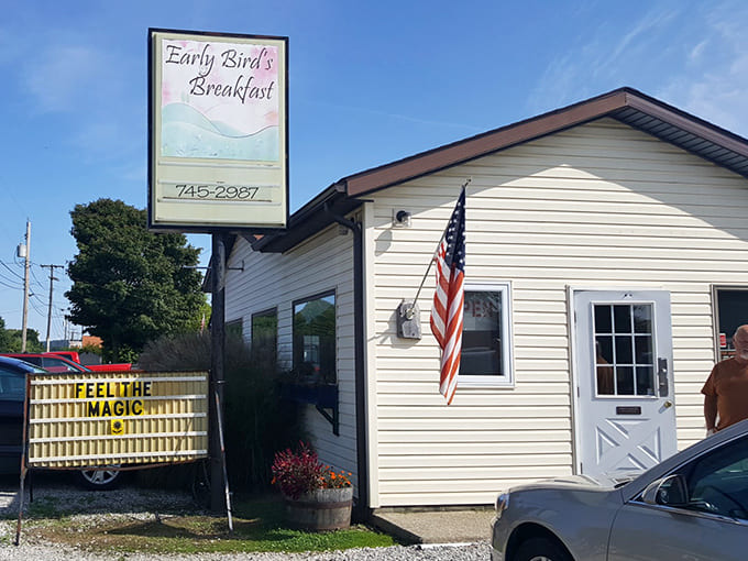 The unassuming white exterior hides breakfast magic that'll make you want to tell everyone you know, then immediately regret it when the lines get longer.
